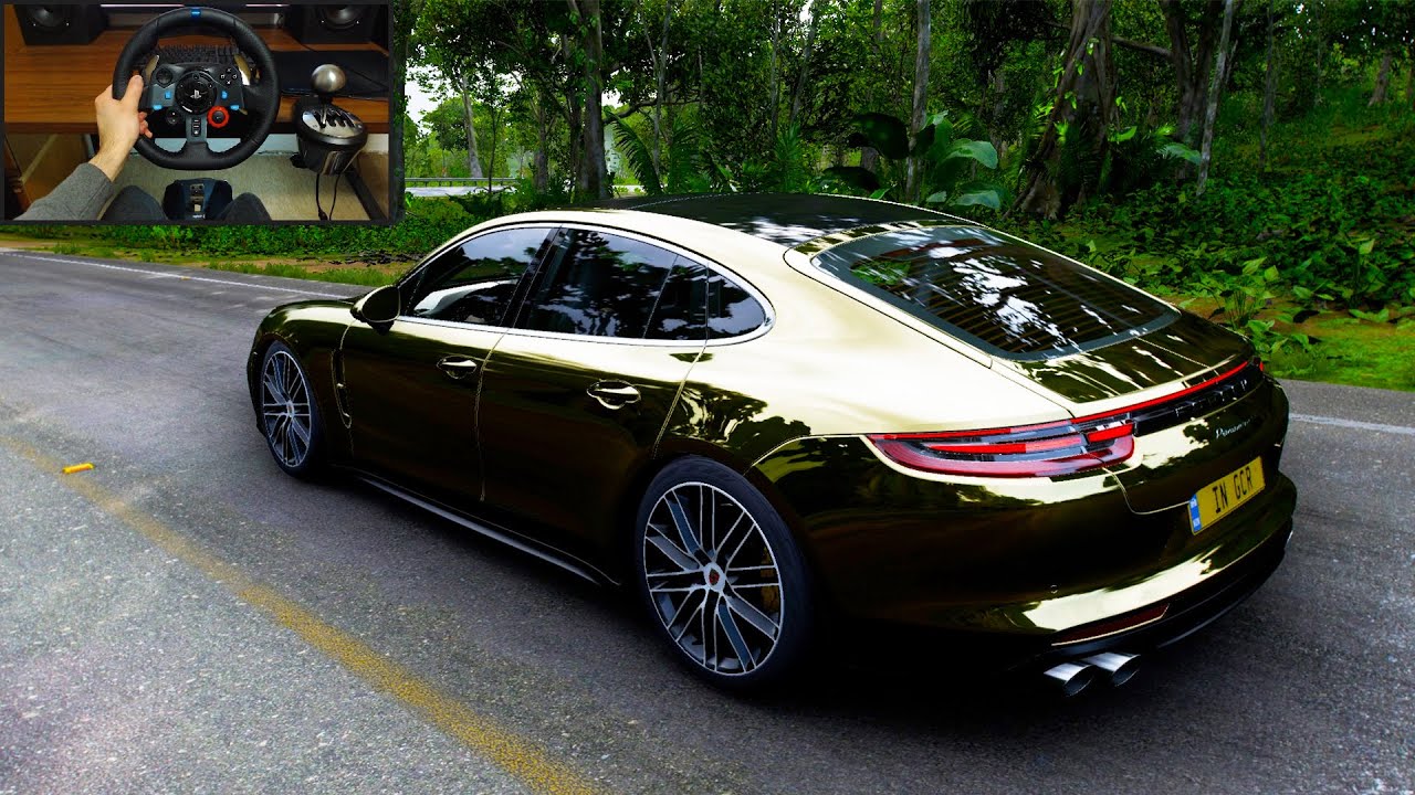 GOLD Chrome Porsche Panamera - Forza Horizon 5 | Logitech G29 + TH8A ...