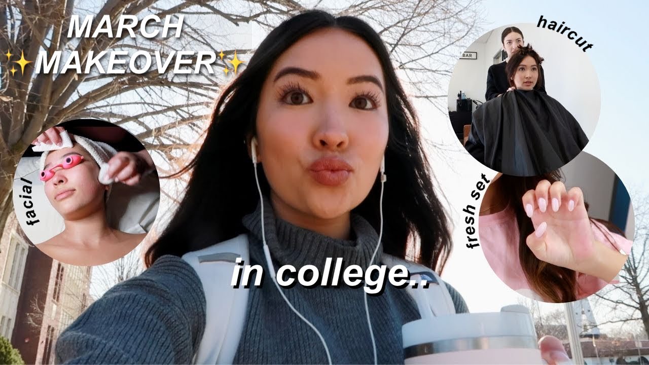 Giving myself a MARCH MAKEOVER during college midterms - YouTube