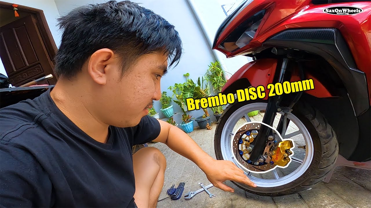 Brembo Disc 220mm for Honda Click 125 150 - YouTube