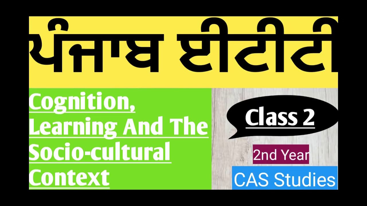 Ett Online Class, Cognition Learning and the Socio-cultural Context ...