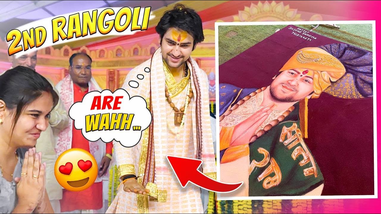 Portrait Rangoli of Dhirendra shastri ji | Reaction | 2ND Rangoli ...