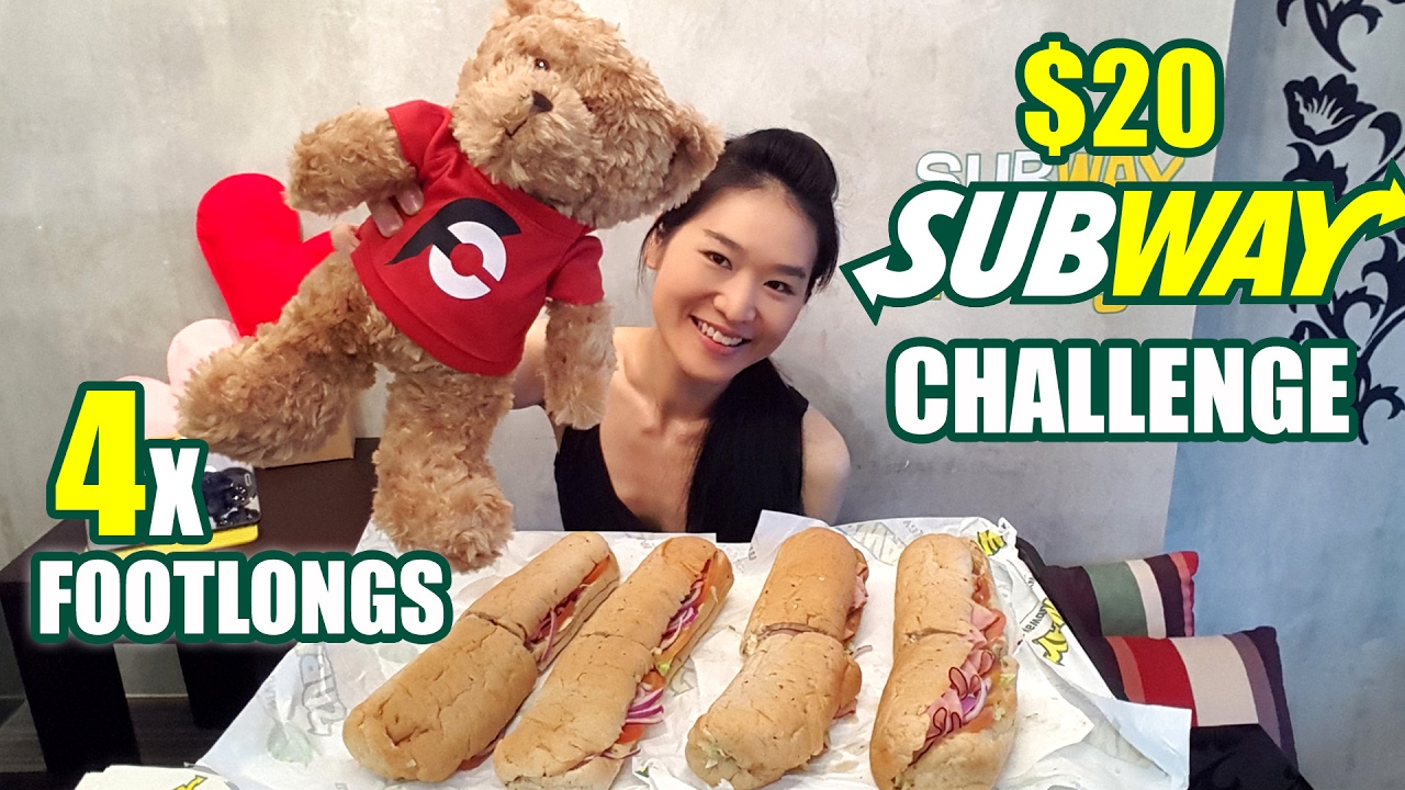 $20 Subway Challenge (4 Footlong Sandwiches) | Randy Santel - YouTube