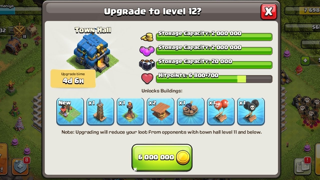 Town Hall Upgrade to level 12||Clash Of Clans (COC) - YouTube
