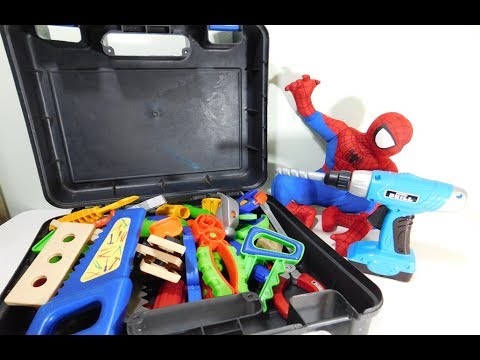 CAIXA DE FERRAMENTAS DO HOMEM ARANHA E FURADEIRA QUE FUNCIONA DE VERDADE | Mundo Dos Brinquedos