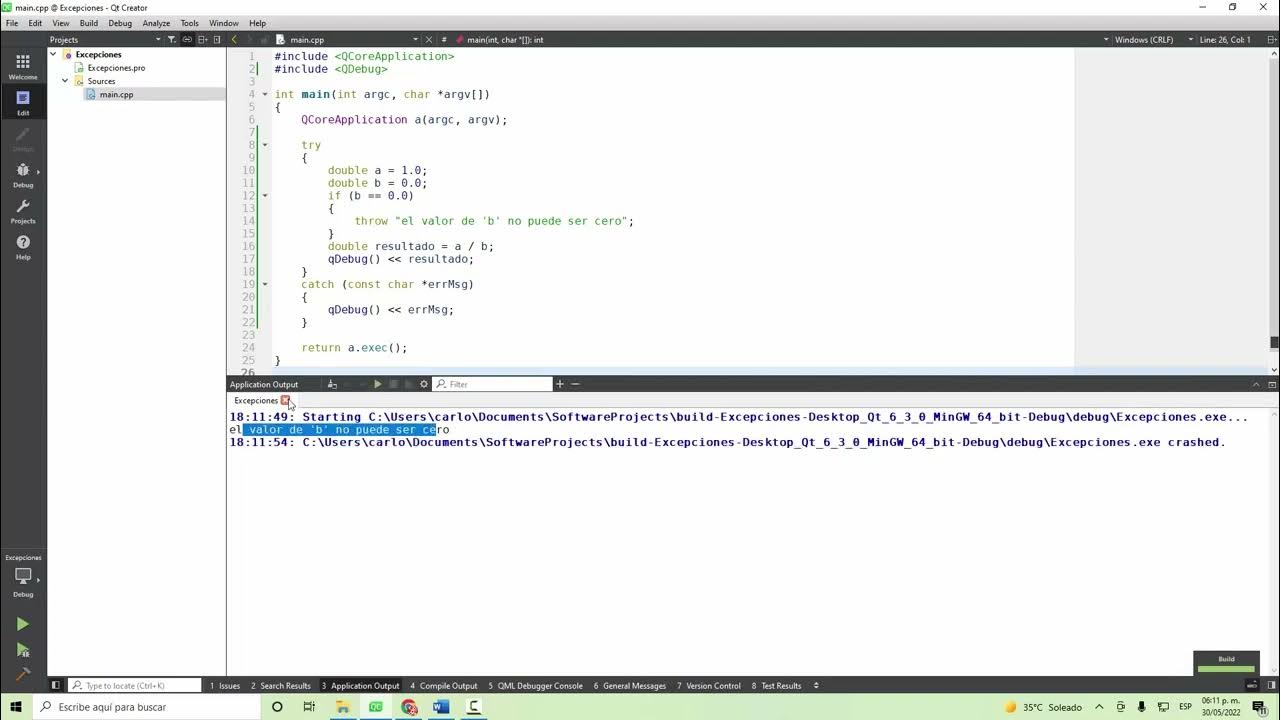Tutorial Qt Creator - 022 - Excepciones - YouTube
