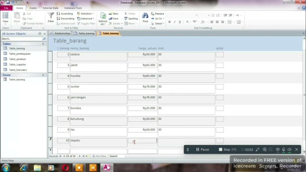 Tutorial Membuat Database Menggunakan Microsoft access - YouTube