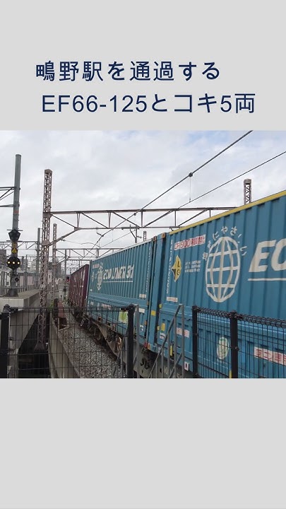 鴫野駅を通過するEF66-125とコキ5両 #鴫野駅 #EF66 - YouTube