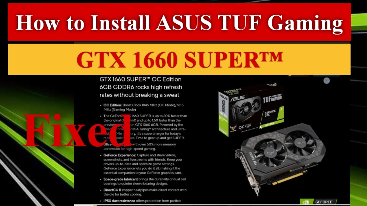 How to Install ASUS TUF Gaming GTX 1660 SUPER Driver in Windows 11/10 ...