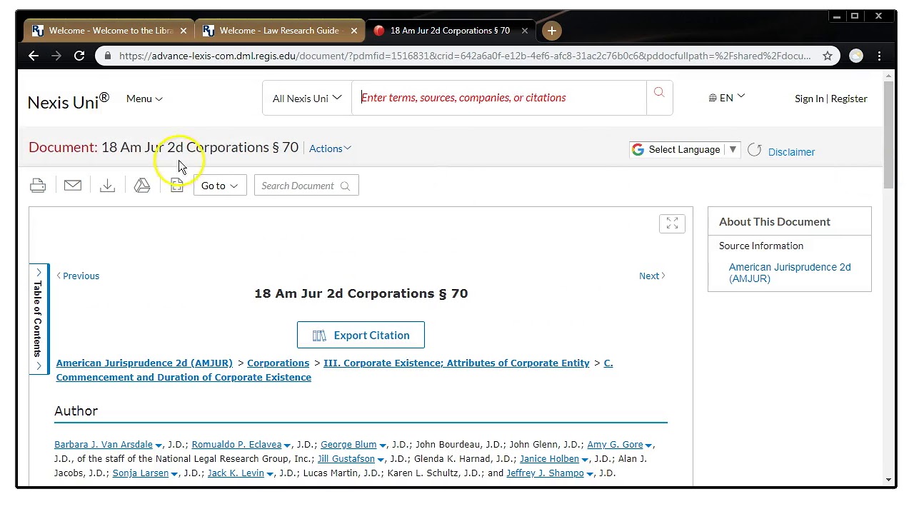 Research Guide: American Jurisprudence 2d Using Nexis Uni - YouTube