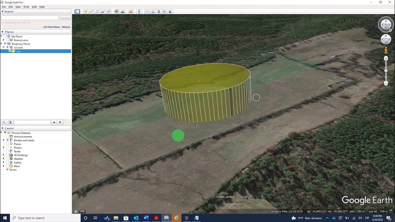 Create Circle polygons and cylinders in google earth fast - YouTube