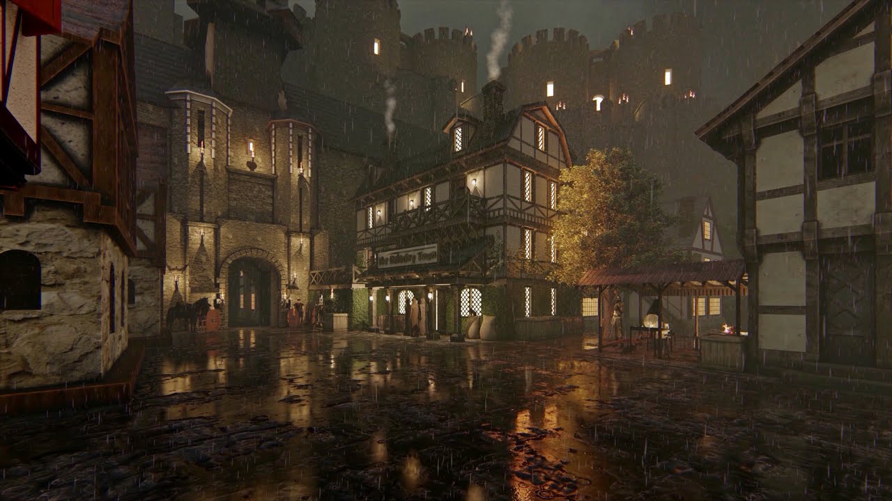 Medieval Ambience : Medieval Castle Rain 8 Hours | Horses, Carriage ...