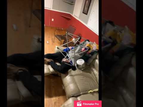 Stacking stuff on Drunk Guy at Frat Party!