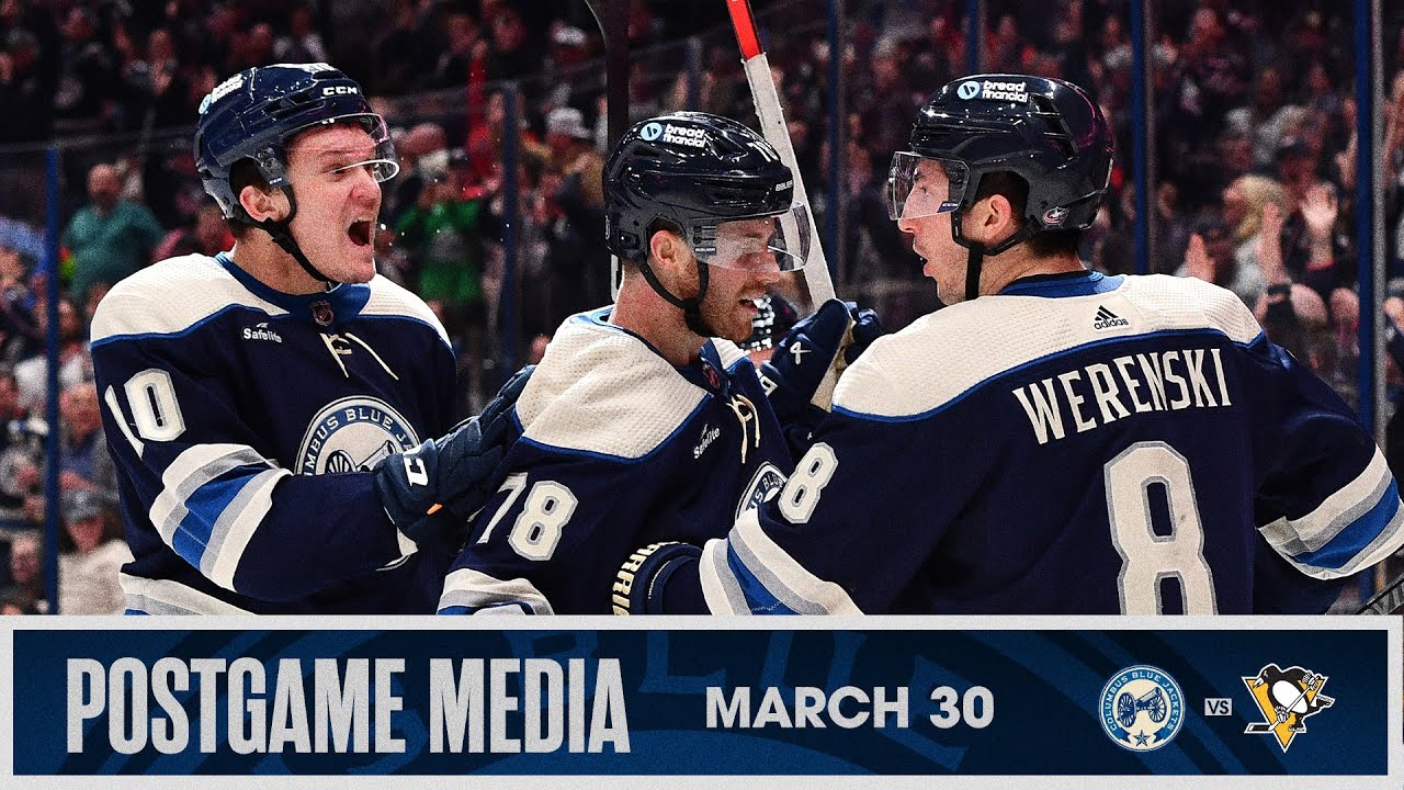 BLUE JACKETS PUT ON A SHOW FOR RIMER with 4-3 SO VICTORY Over The Pens ...