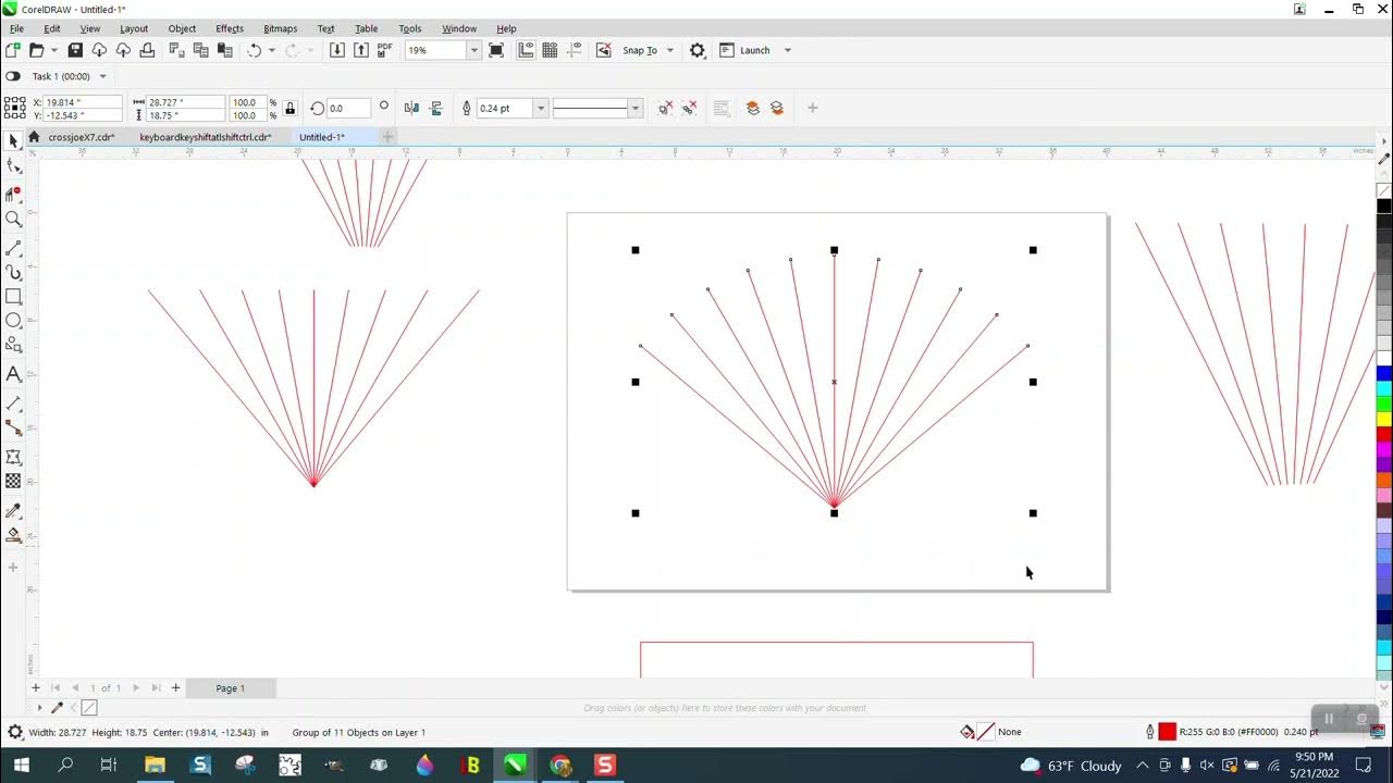 Corel Draw Tips & Tricks Draw lines that angle to the middle Part 2 ROTATE - YouTube