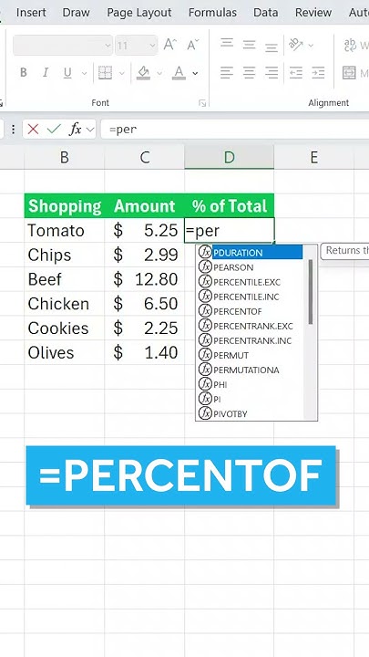 New PERCENTOF Formula in Excel #shorts - YouTube