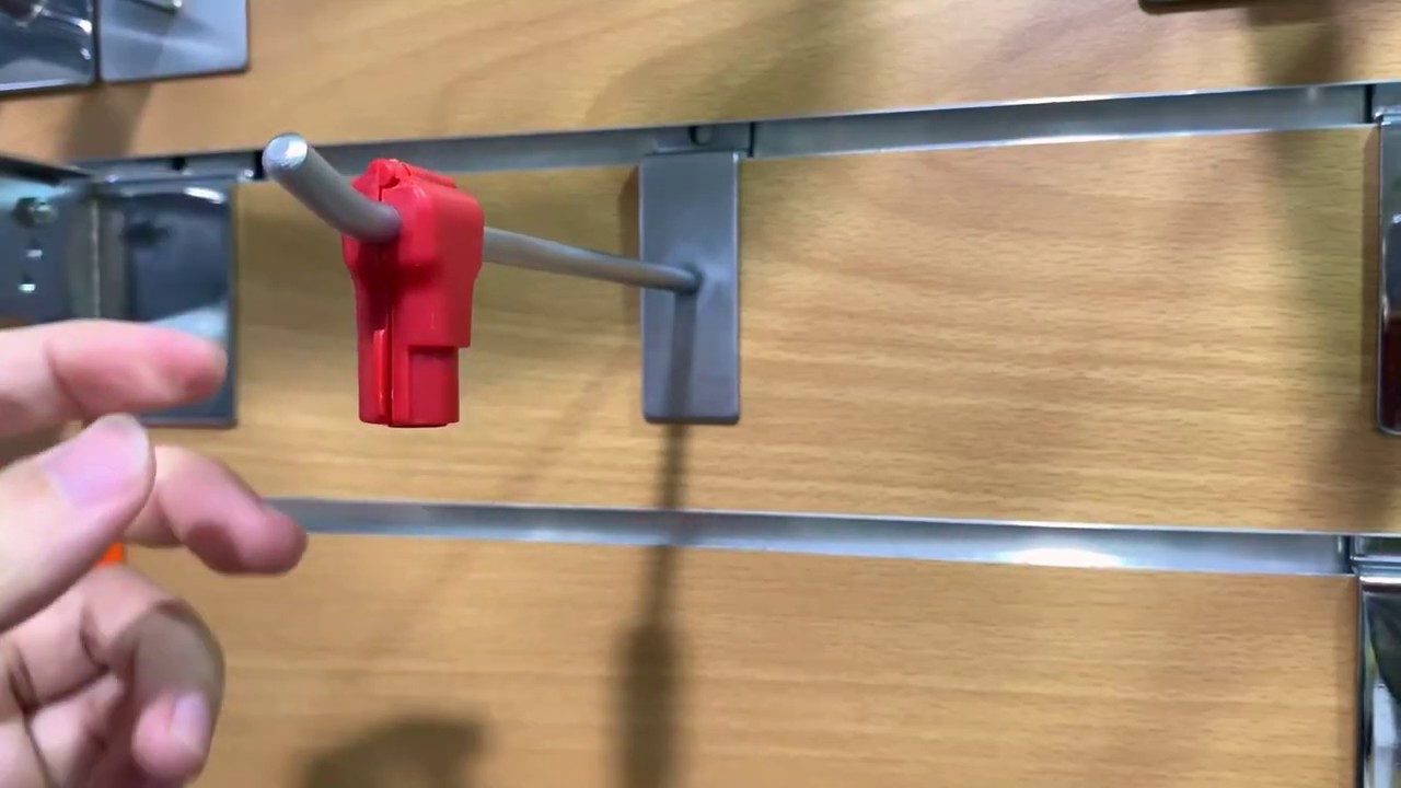 HE020 Anti theft stop lock for hooks shop display - YouTube