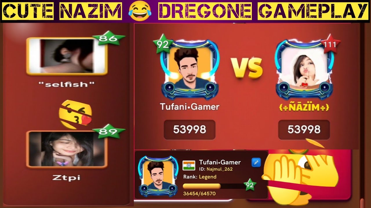 Cute 😘 Nazim 😂 vs Tufani Gamer 😁 Dregone 👿 Fight carrom pool Gameplay ...
