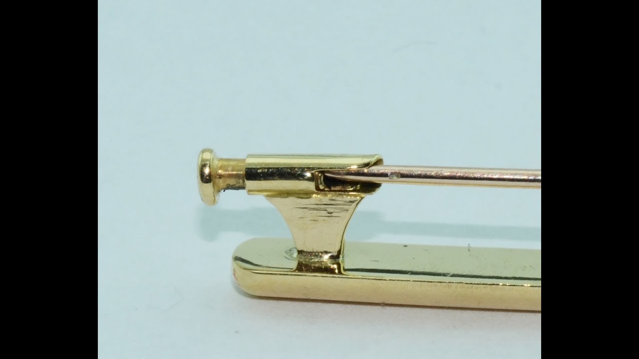 Gold bayonet lock for brooch - YouTube