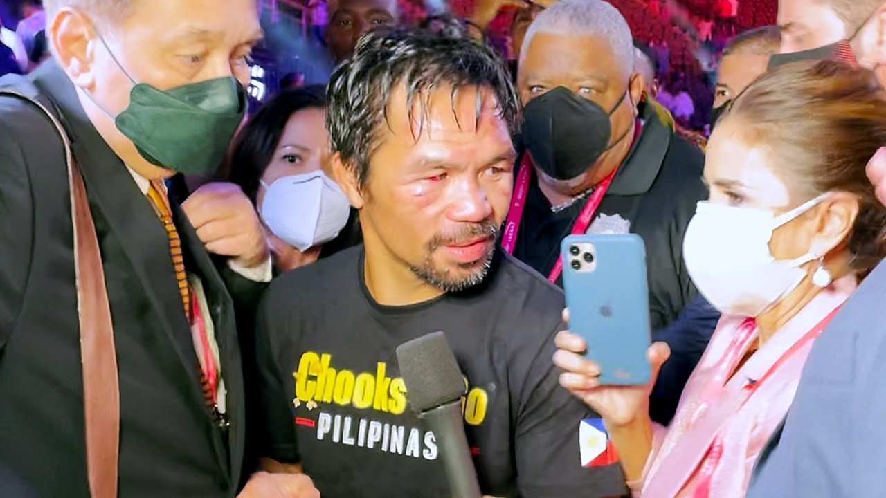 MANNY PACQUIAO SHOWS BLOODIED EYE IMMEDIATELY AFTER YORDENIS UGAS FIGHT ...