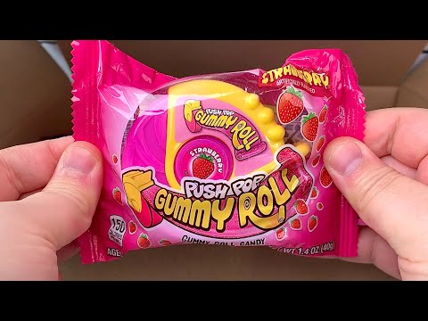 Unboxing Snack Box Push Pop Gummy Roll Jelly Candy Satisfying ASMR Food Challenge Mukbang