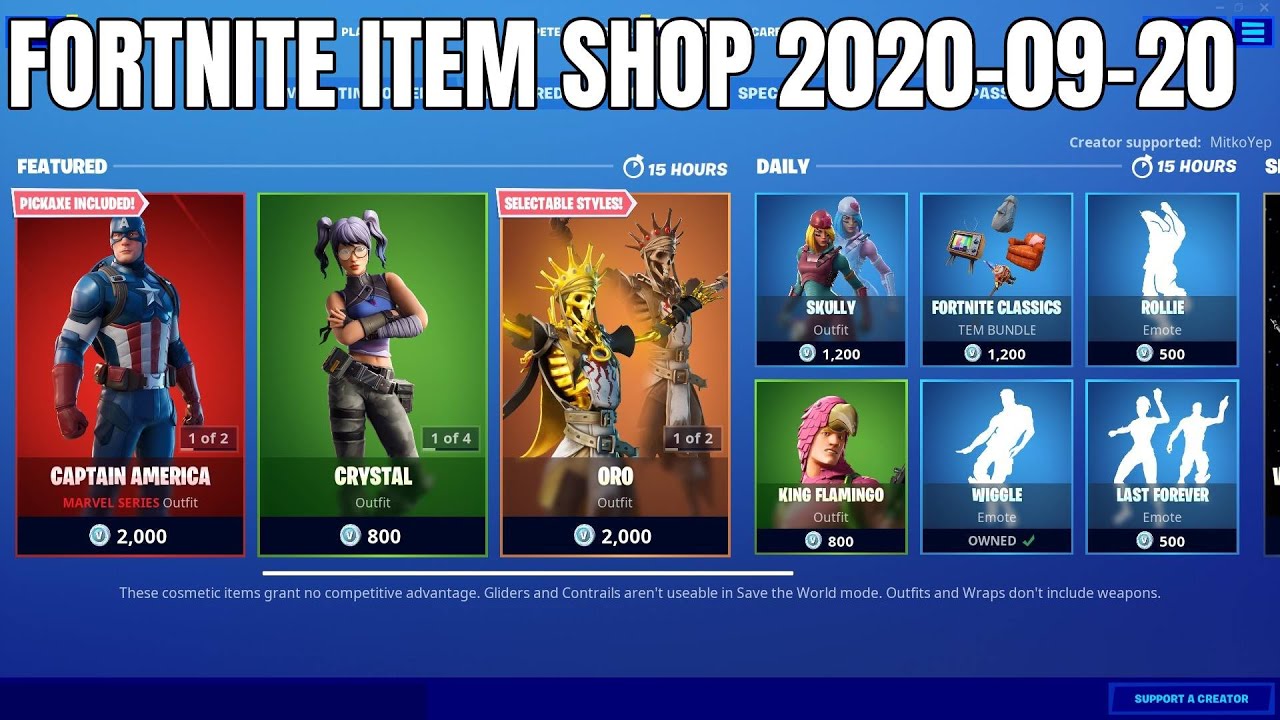 Fortnite Item Shop - September 20, 2020 - YouTube