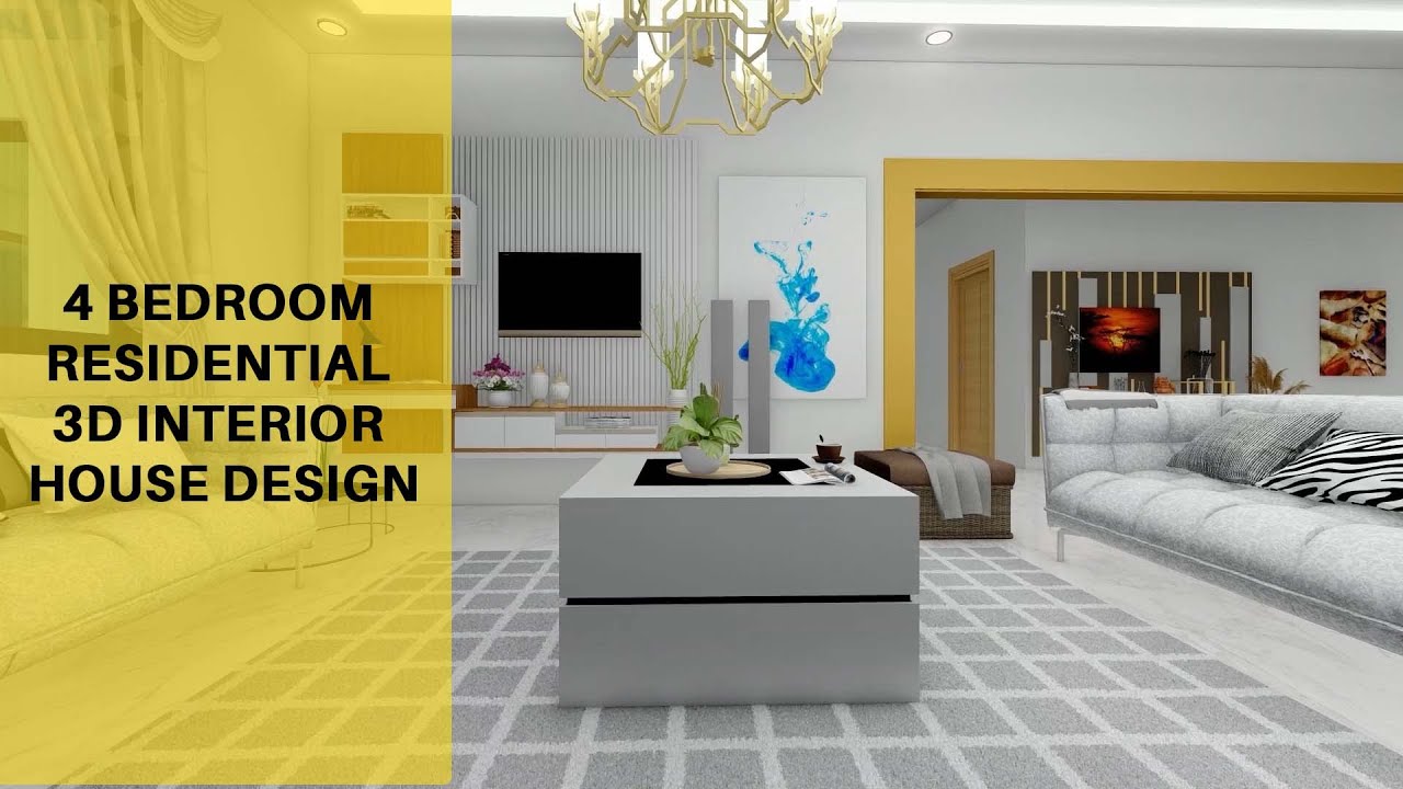 Incredible 4 bedroom Residential 3D Interior House Design - YouTube