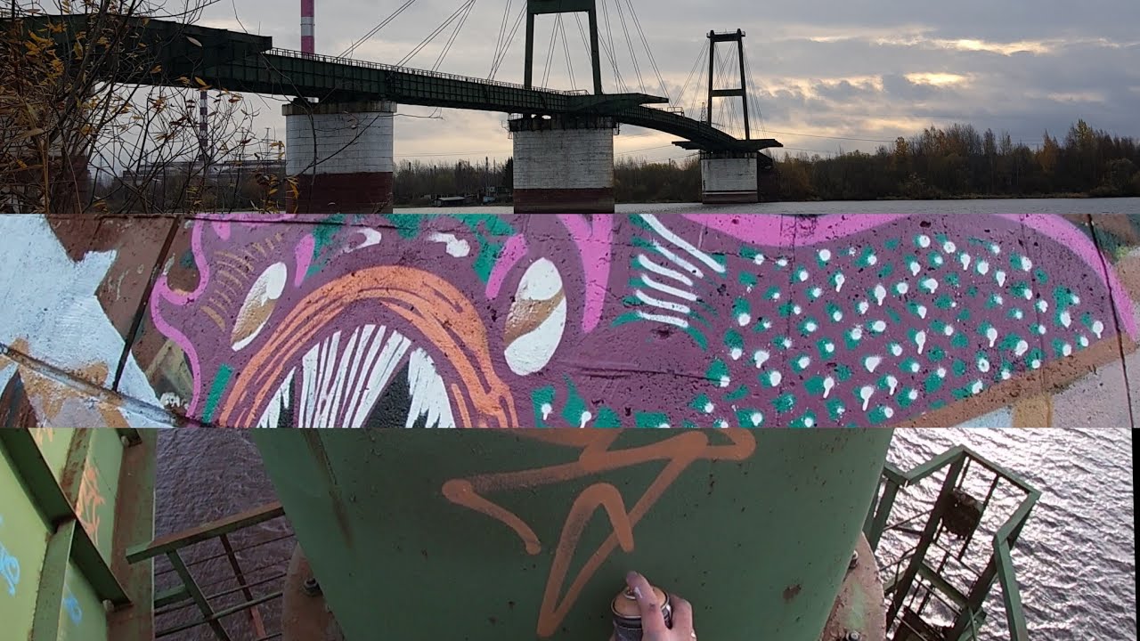 Cable-stayed bridge graffiti adventure / style writing. BradStf. - YouTube