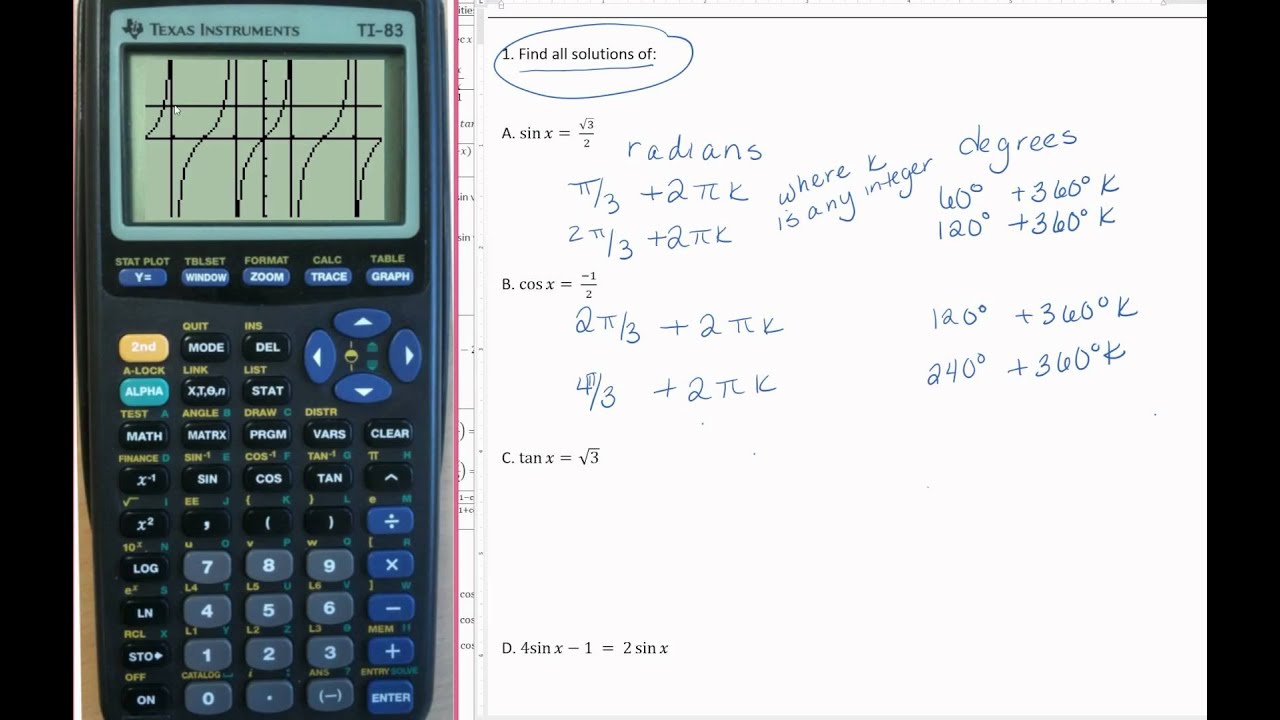 solving trig equations all solutions - YouTube
