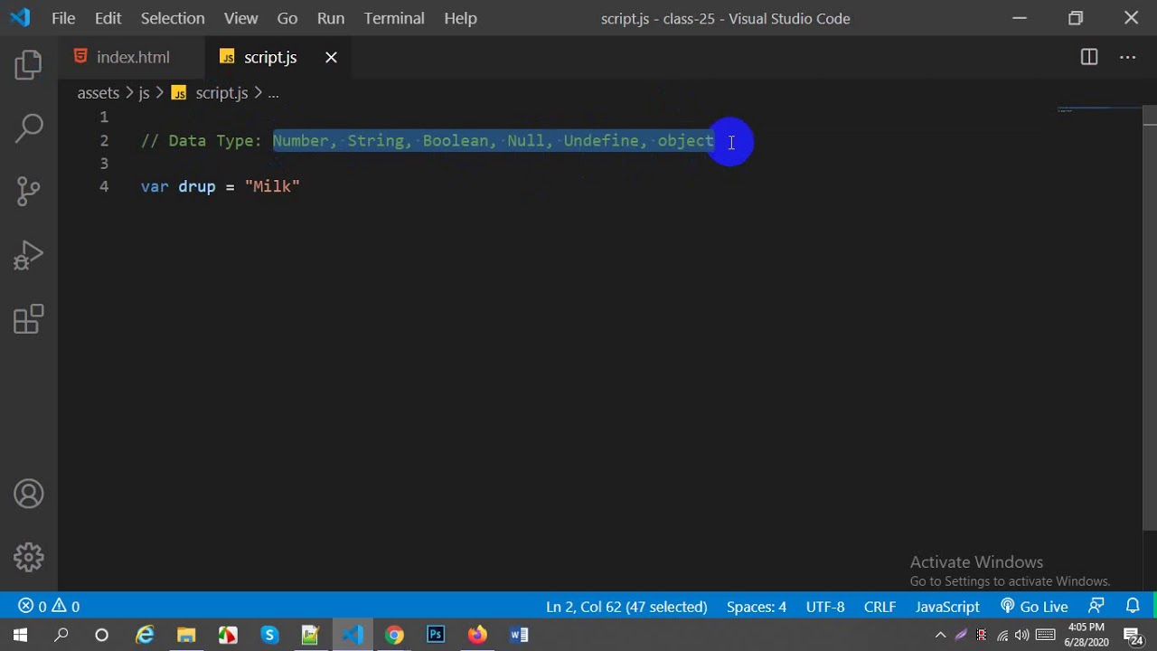 Responsive Web Design Javascript Part 8 Data Type Youtube