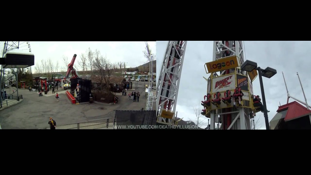 Rocket Blast Off On-ride Split Screen (HD POV) Lagoon Park - YouTube