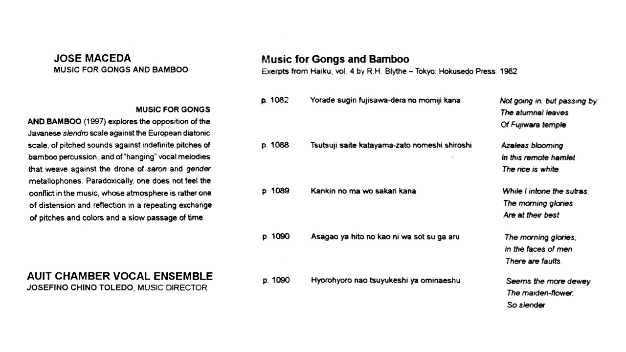 Jose Maceda - Music for Gongs and Bamboo (1997) - YouTube