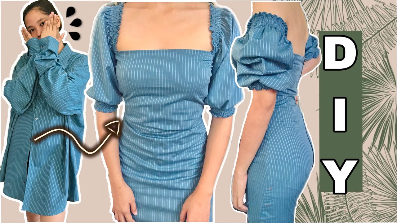 DIY Bodycon dress from oversized shirt ll IMEE MARQUEZ - YouTube