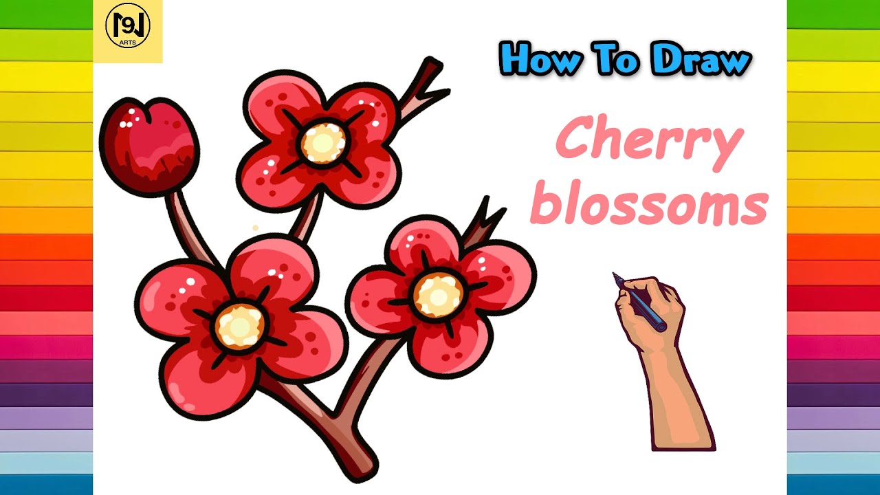 How to draw a Cherry Blossom Tree easy step by step | No.9 ARTS - YouTube