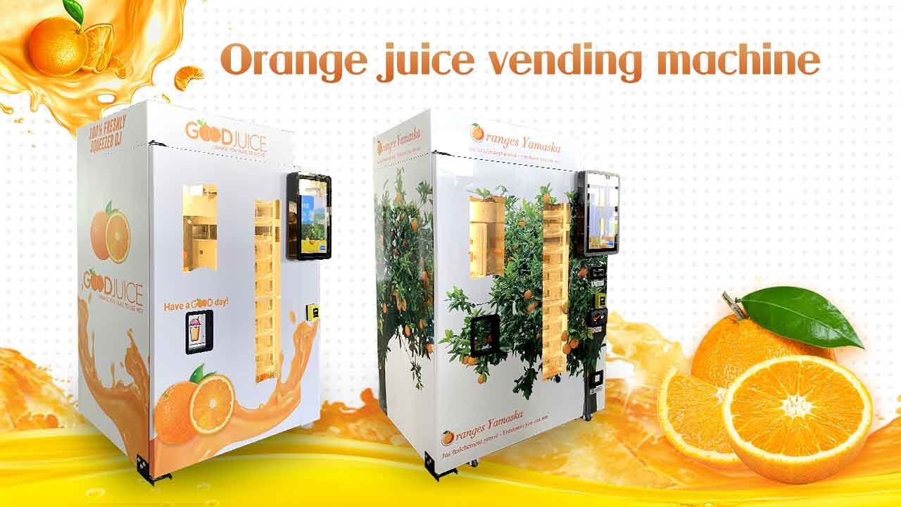 Fresh orange juice vending machine - YouTube