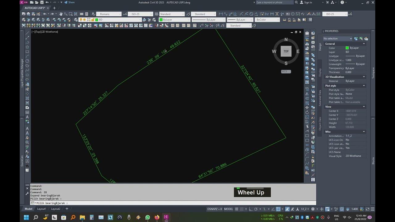 UKUR TANAH - AUTOCAD (LISP) - EXTEND TEXT BEARING & DISTANCE AND SHRINK TEXT BEARING & DISTANCE ...