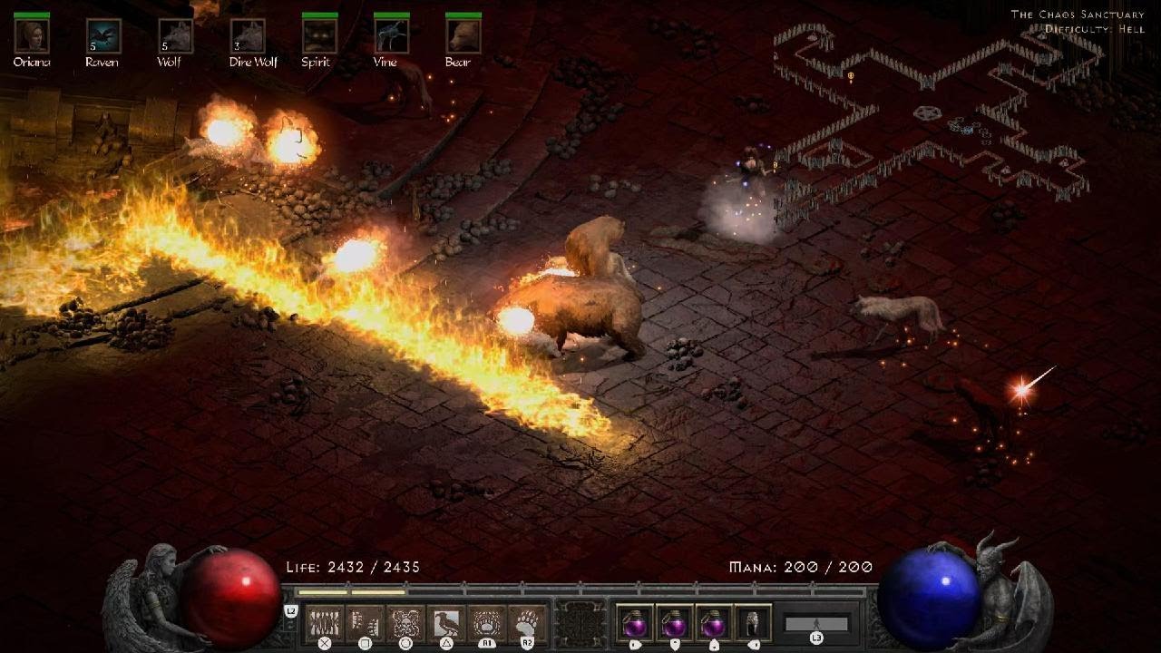 Diablo II: Resurrected - Werebear druid vs. Diablo, Hell difficulty ...