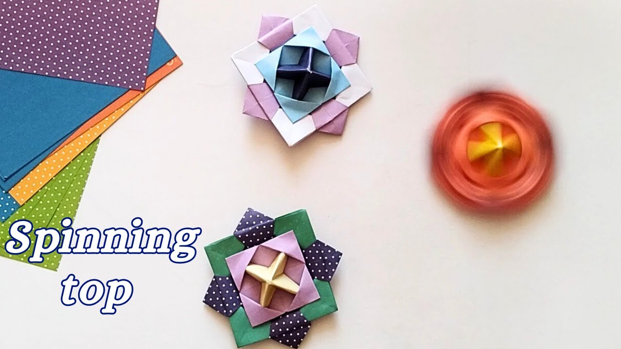 Fun & Easy origami spinning top _ paper fidget spinning top - YouTube