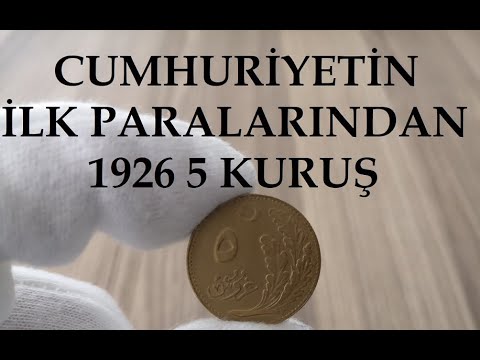 Türkiye Cumhuriyeti İlk Madeni Paralarından Eski Türkçe Yazılı 1926 5 Kuruş