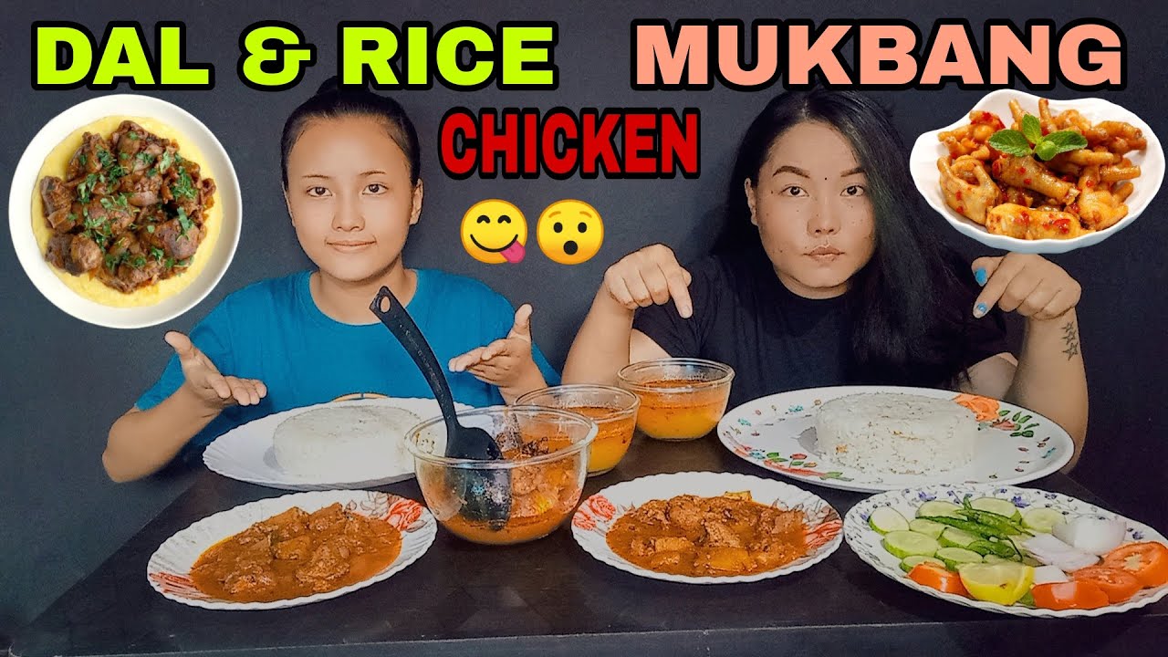 DAL & RICE CHICKEN MUKBANG || dal & rice chicken mukbang salad 😋 ...