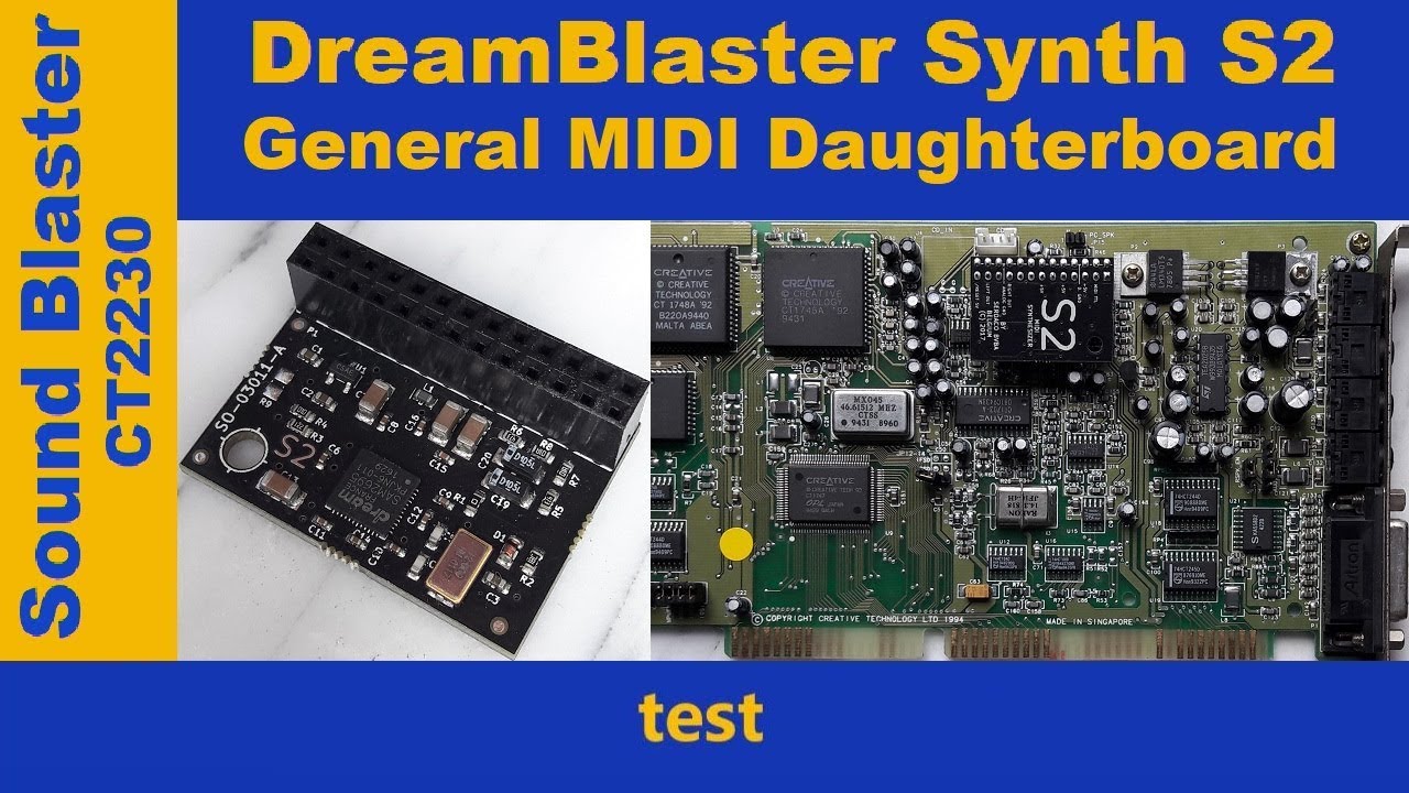 Sound Blaster 16 CT2230 with DreamBlaster Synth S2 WaveTable GM Dautherboard - YouTube