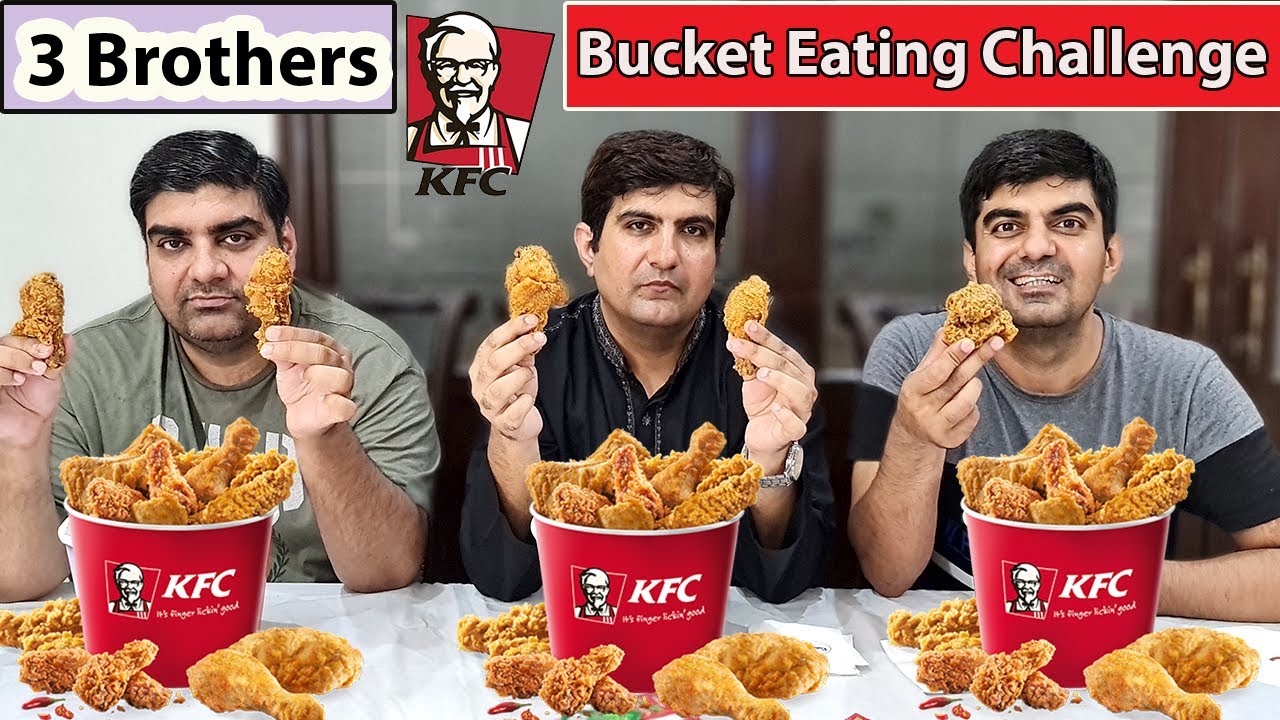 KFC Bucket Eating Challenge Among 3 Brothers l KFC Fried Chicken Eating ...