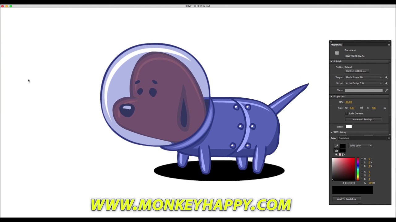 How to Draw a Little Spacedog - Adobe Animate CC - YouTube