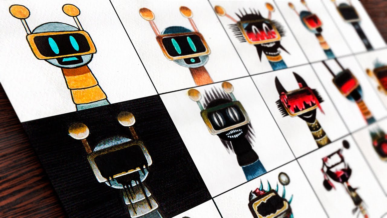 Drawing FUN BOT 1-16 phases [Incredibox Sprunki] - YouTube