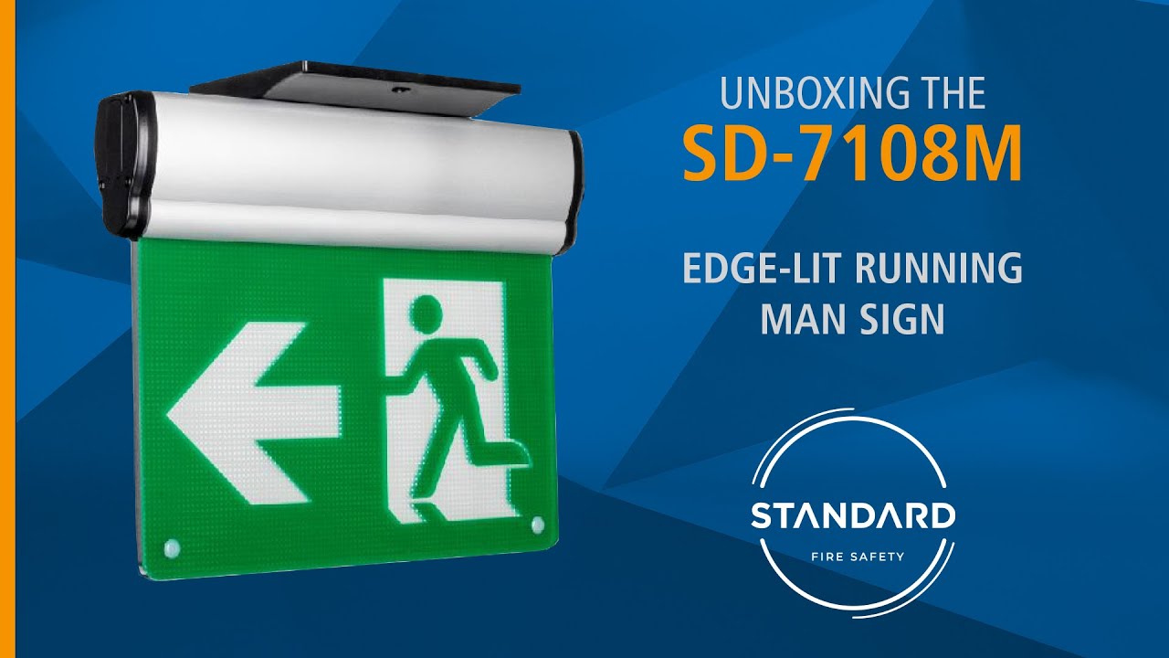 Edge-Lit Running Man Sign - SD-7108M - Standard Fire Safety - YouTube