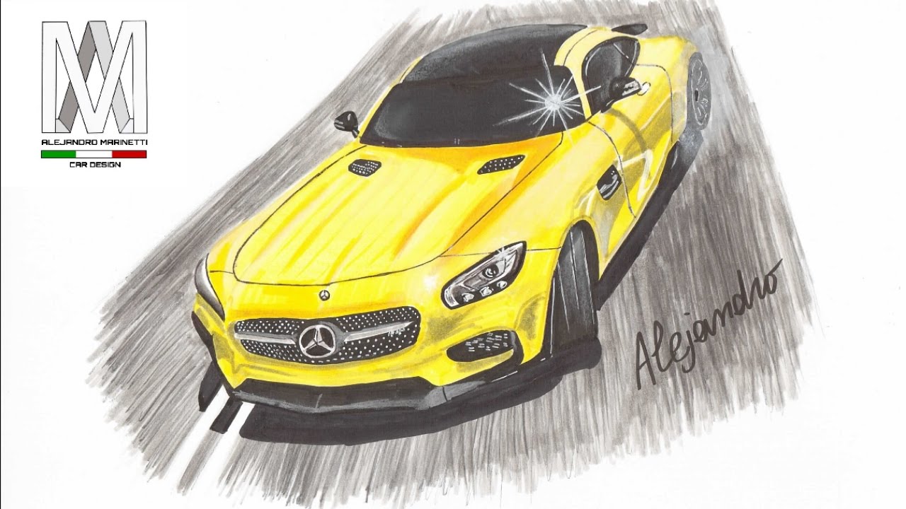 Mercedes-Benz AMG GT-Time Lapse drawing - YouTube