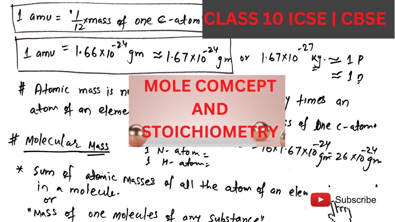 Mole concept and Stoichiometry - Introduction | 10 ICSE / CBSE | Lec-1 ...