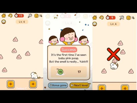 CAT BRAIN WORLD : Hidding from the POOPs is really hard,sorry! Feeling stupid 😂 (Level 4) #FunnyGame