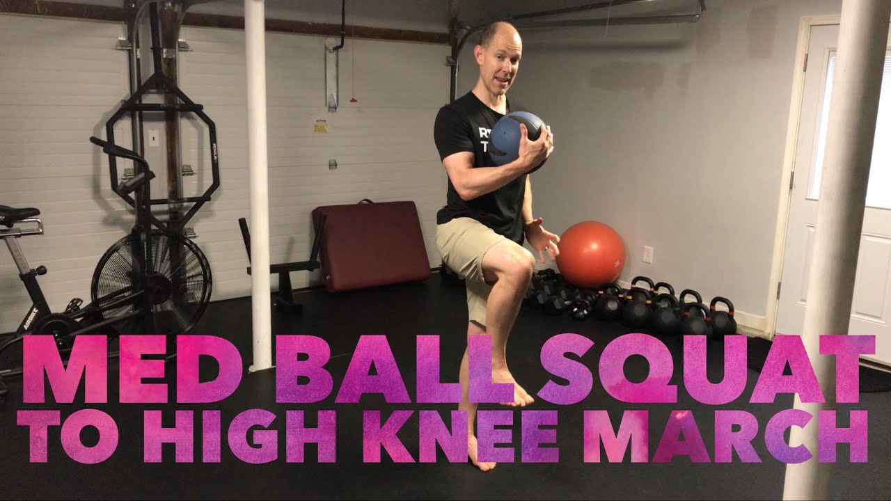 Med Ball Squat to March - YouTube
