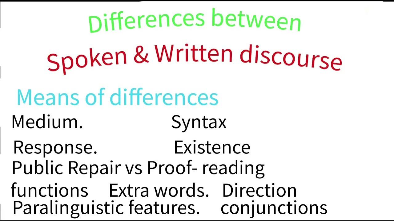 difference between written and spoken discourse | what is discourse | written and spoken ...