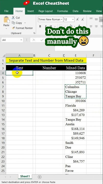 Separate Mixed Data in 40 Seconds!! 😳| Excel Tutoring #youtubeshorts #excel #exceltutorial - YouTube